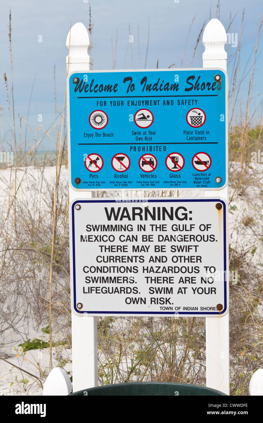 Signs welcome visitors and outline restrictions and warnings on the ...