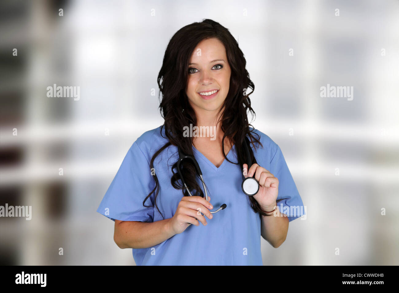 Young female nurse working in a hospital Stock Photo - Alamy