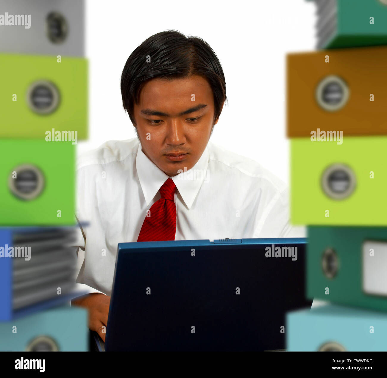 Business Manager Being Overloaded With Office Paperwork Stock Photo - Alamy