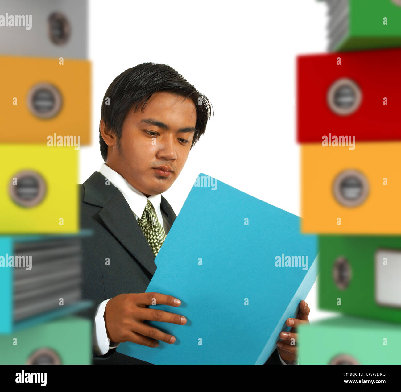 Business Manager Being Overworked With Office Paperwork Stock Photo - Alamy