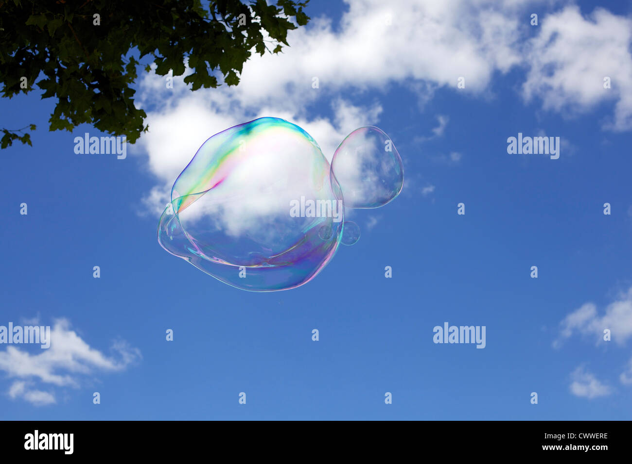 Large bubble floating past blue sky Stock Photo - Alamy