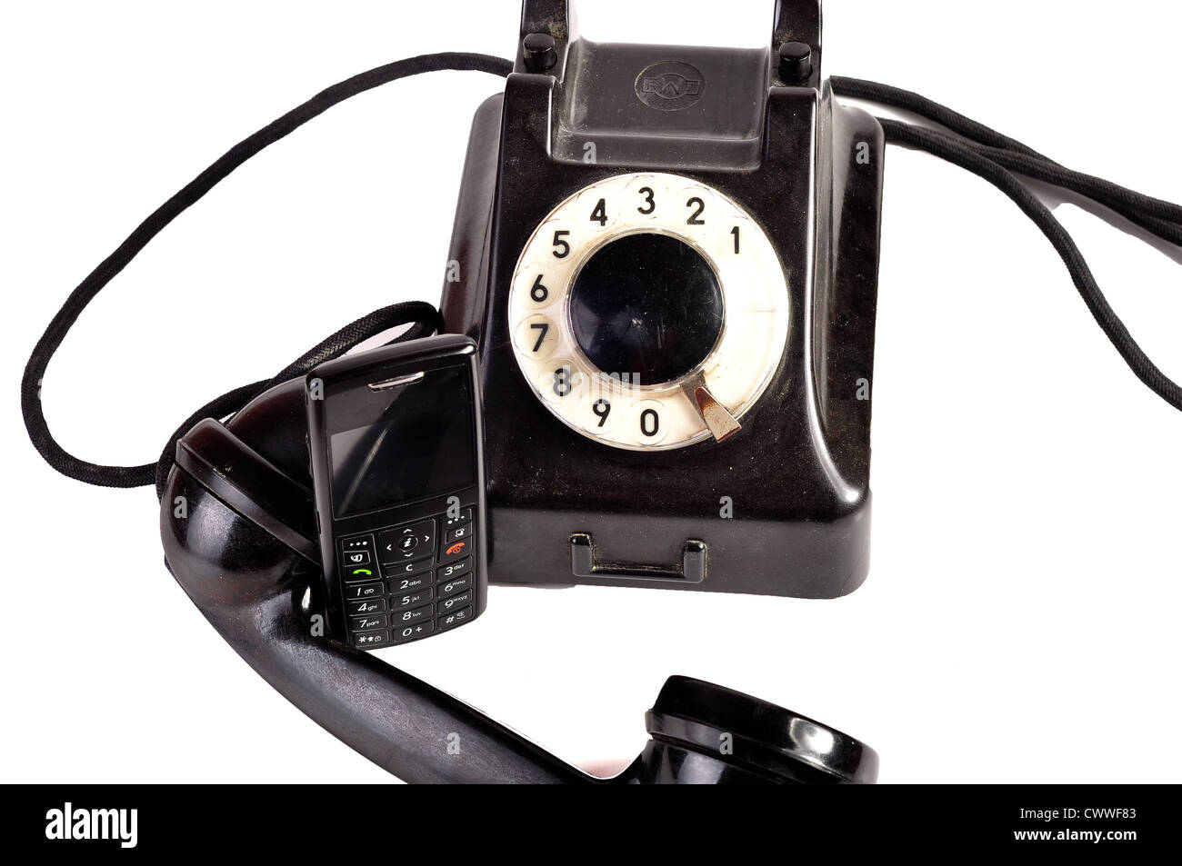 Photo of modern phone and old phone compared with themselves Stock ...