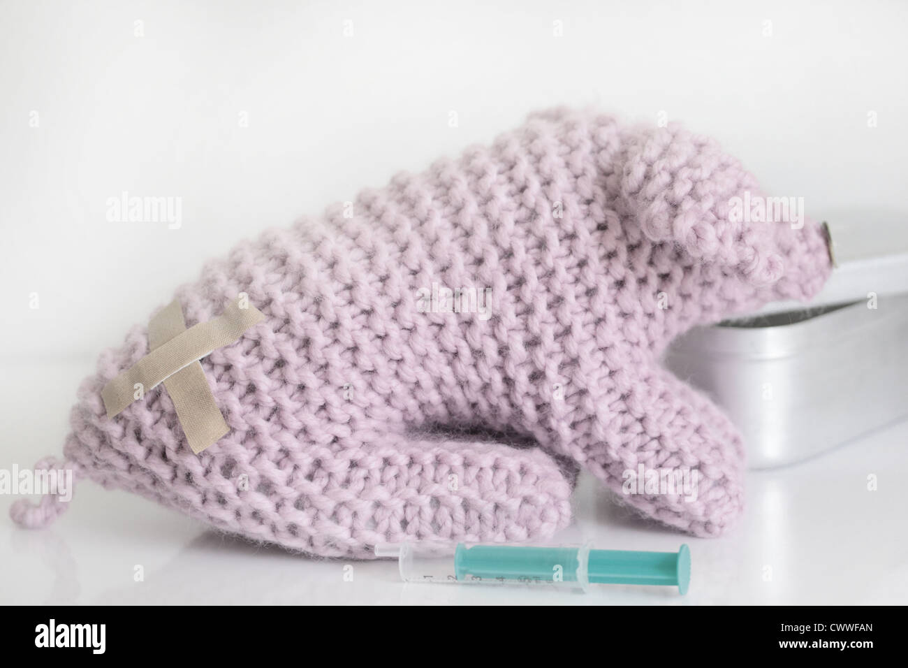 Stuffed animal with bandage on back Stock Photo - Alamy