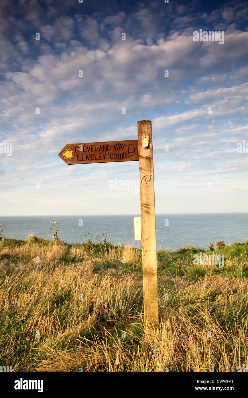 Cleveland Way Signpost at Filey Stock Photo - Alamy