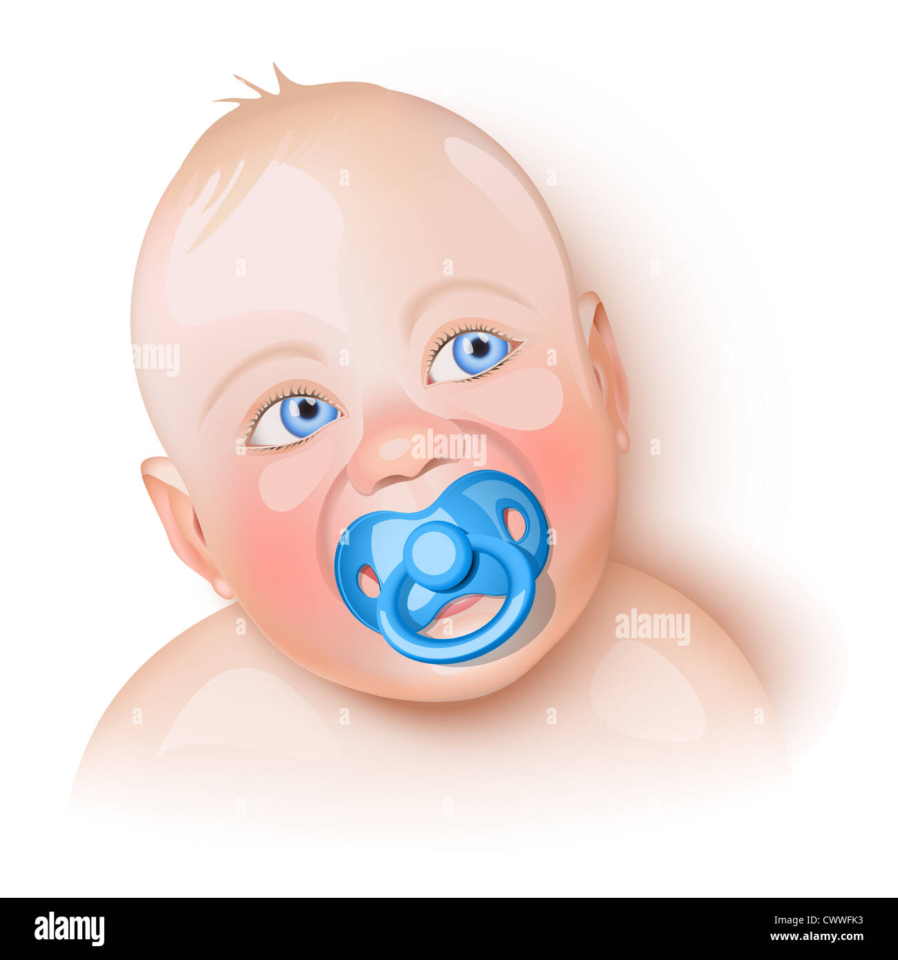 Cute baby with blue pacifier in mouth Stock Photo - Alamy