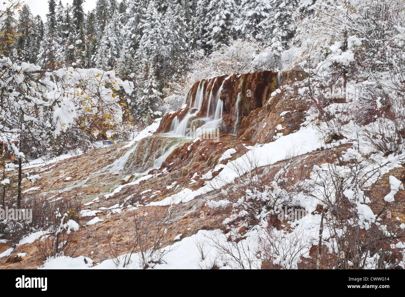 waterfalls in huanglong Stock Photo - Alamy