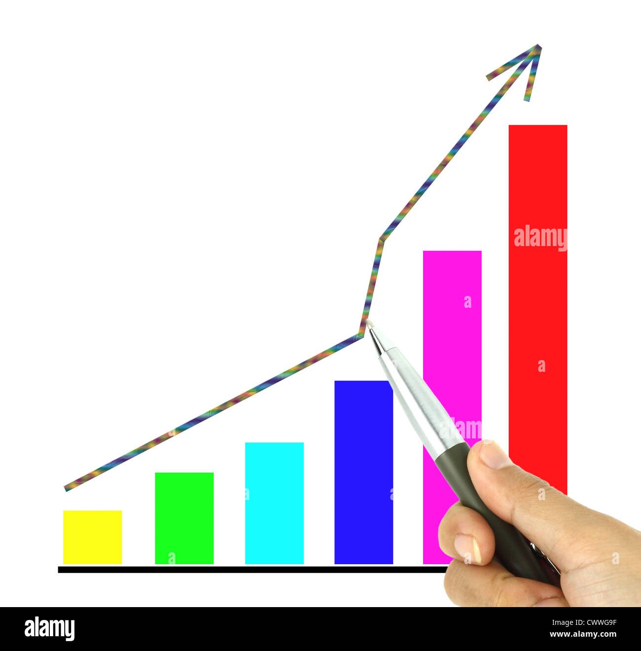 hand pointer a graph on white background Stock Photo - Alamy
