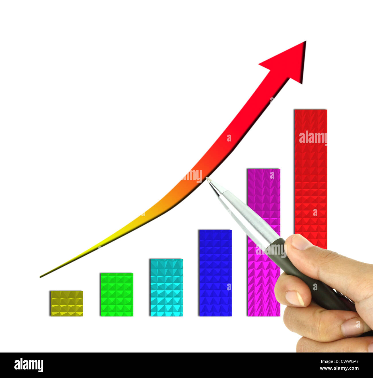 hand pointer a graph on white background Stock Photo - Alamy