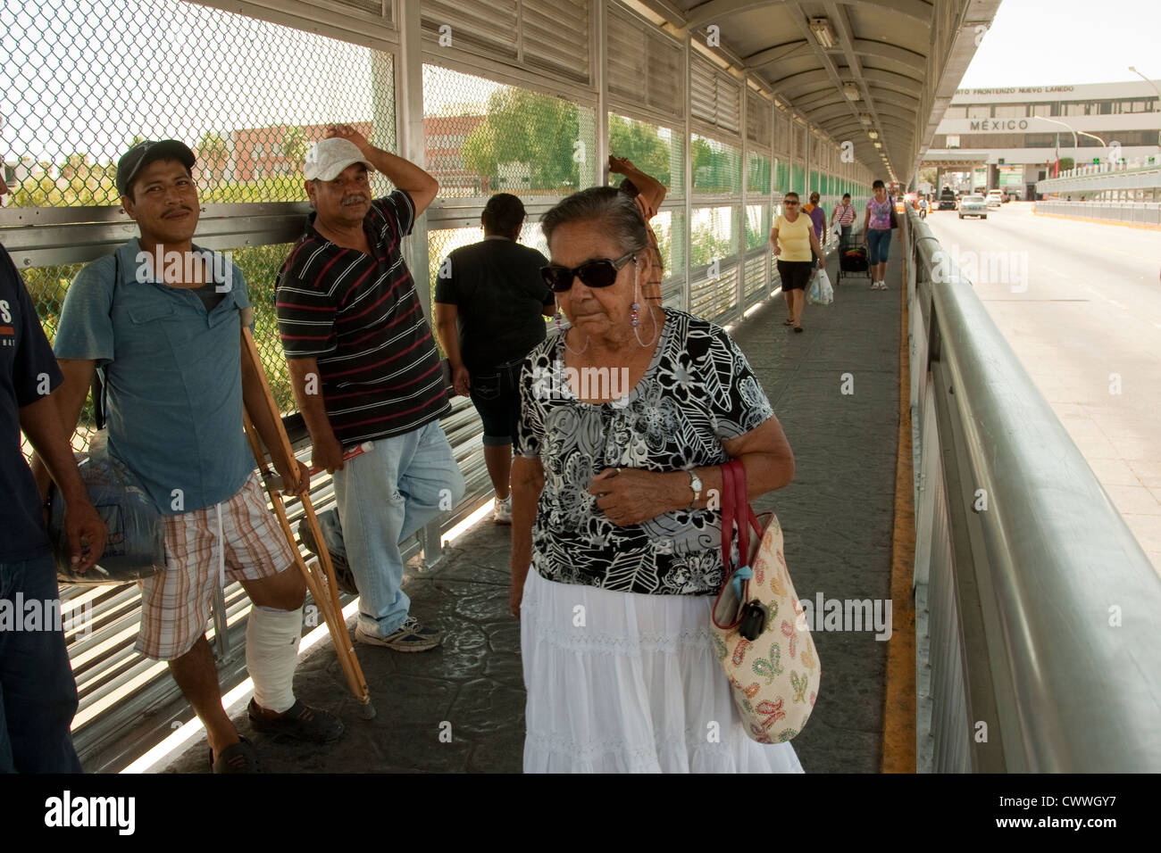 International bridge connects Mexico with US in Laredo Texas. Hundreds ...