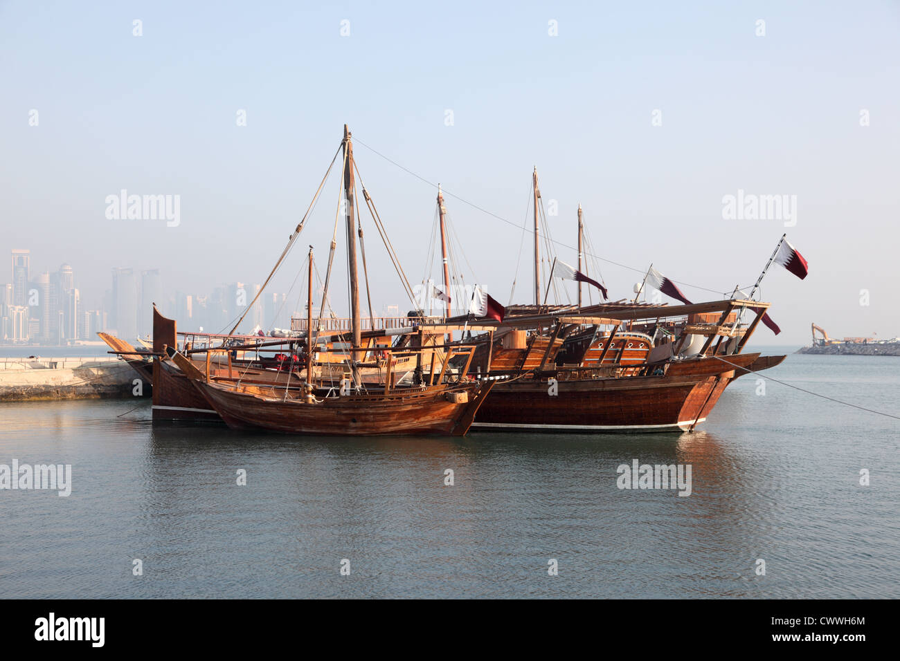 Traditional arabic dhows in Doha, Qatar, Middle East Stock Photo - Alamy