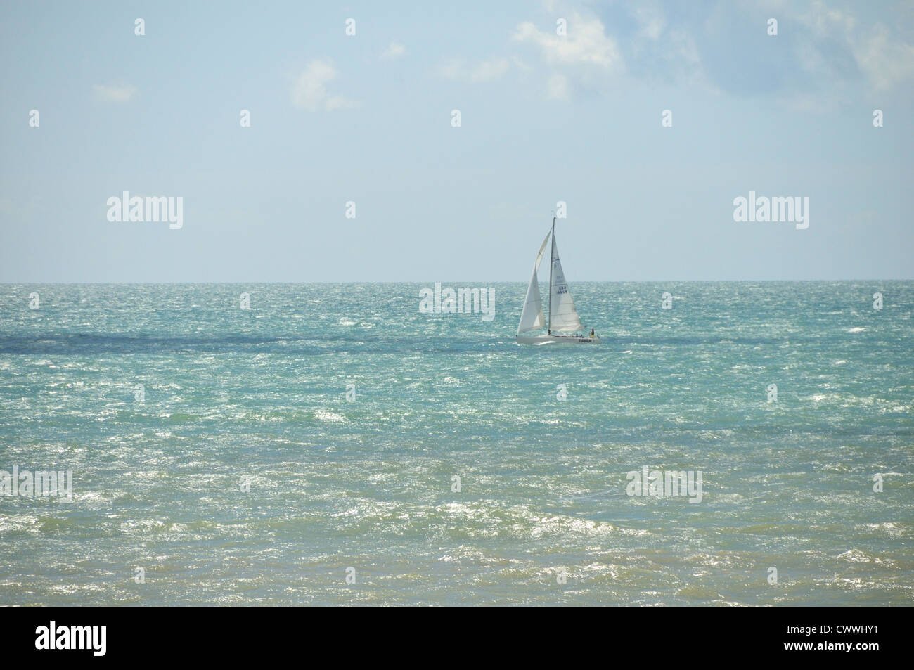 Sailing boat on a sea on a beautiful sunny day, Brighton Stock Photo ...