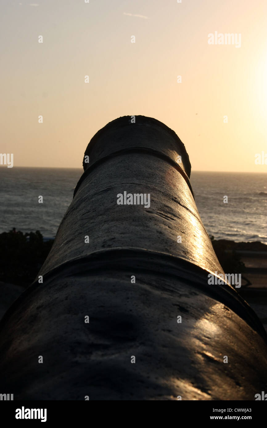 Spanish Colonial period cannon point to the Caribbean from the walls of ...