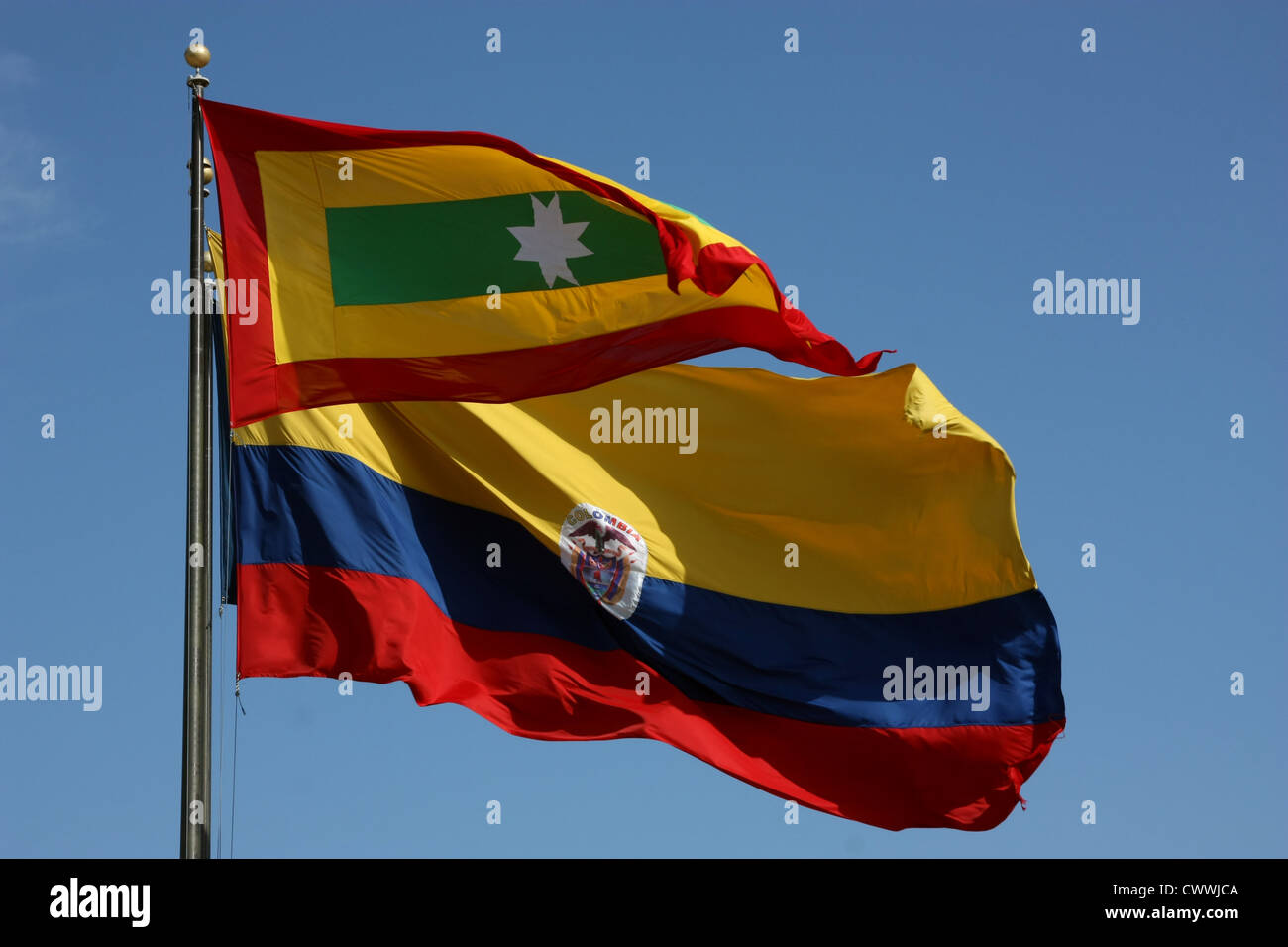 Colombian flags at the UNESCO [World Heritage Site] of Cartagena ...
