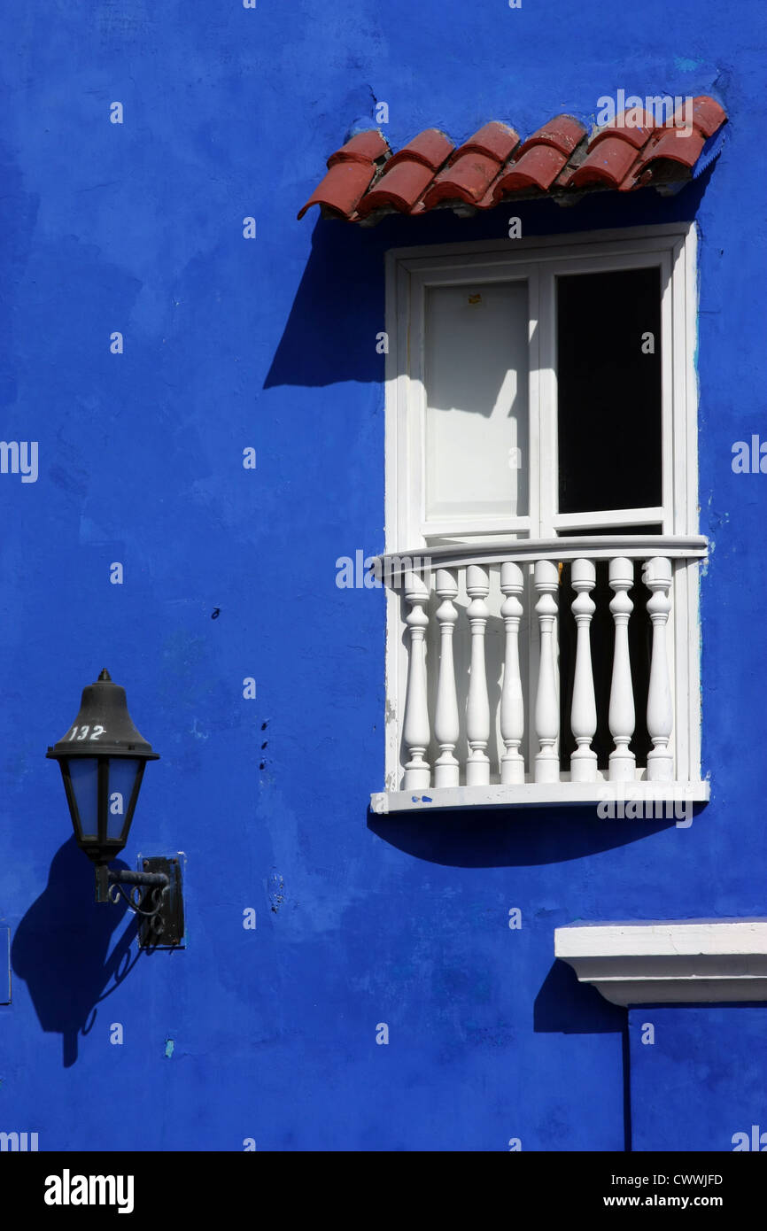 Ornate window and balcony of Spanish Colonial period house in the ...