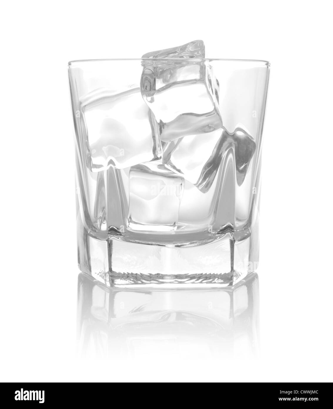 Drink glass with ice cubes on a white background Stock Photo - Alamy