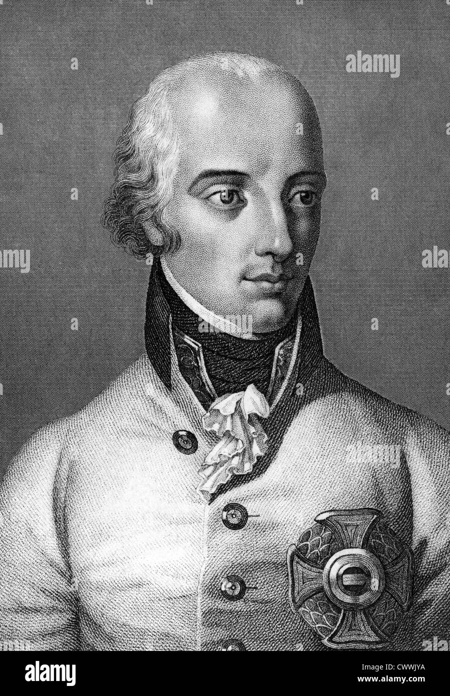 Archduke Charles, Duke of Teschen (1771-1847) on engraving from 1859 ...