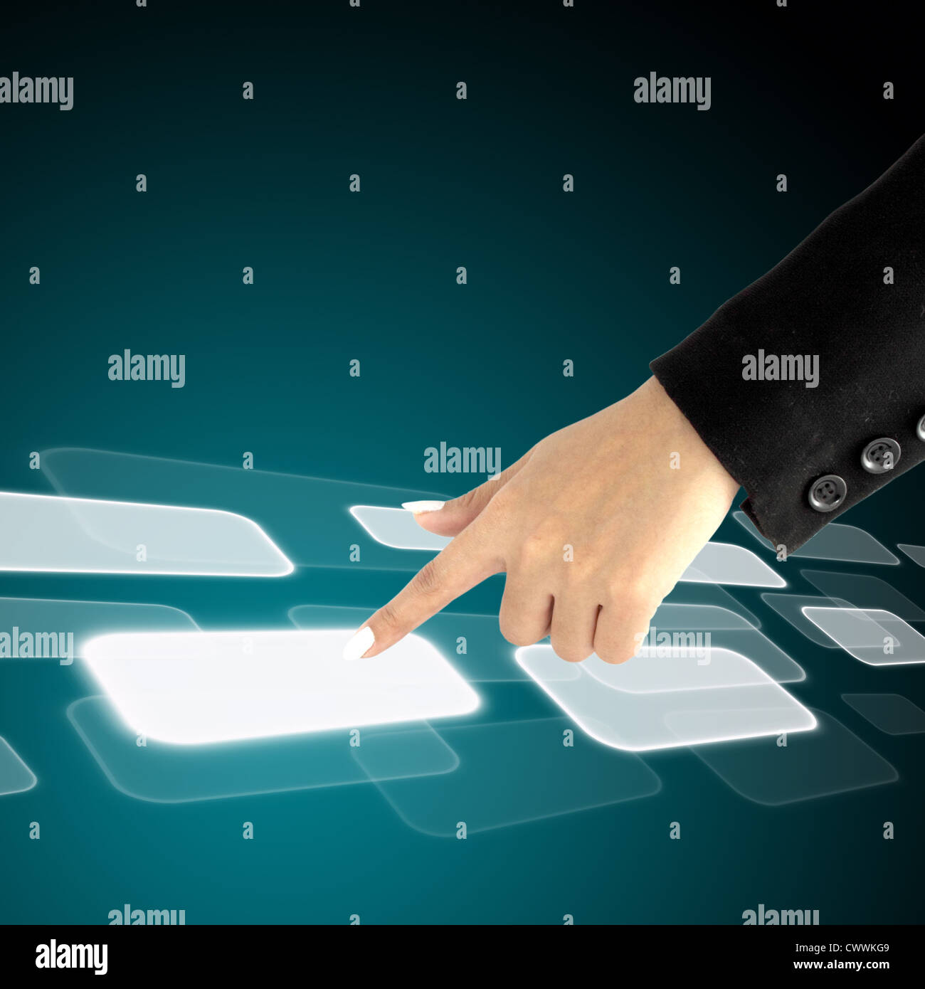 women hand pushing a button on a touch screen interface Stock Photo - Alamy