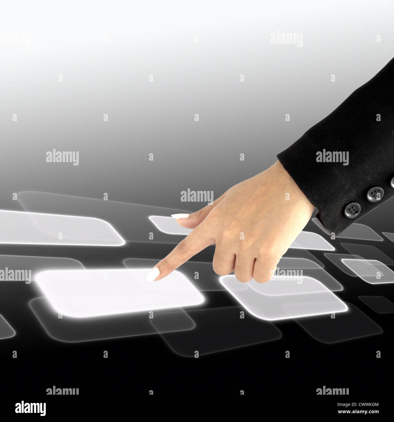 women hand pushing a button on a touch screen interface Stock Photo - Alamy