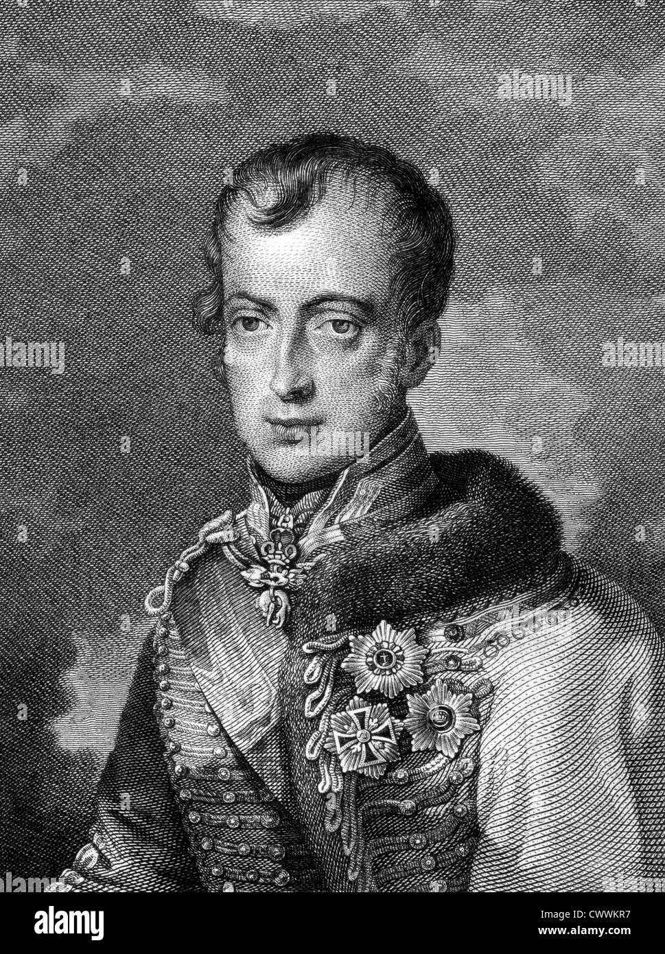 Ferdinand I of Austria (1793-1875) on engraving from 1859. Emperor of ...