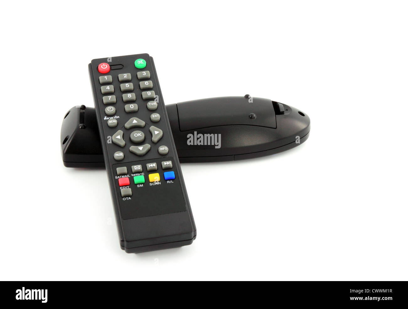 TV remote control on a white background Stock Photo - Alamy