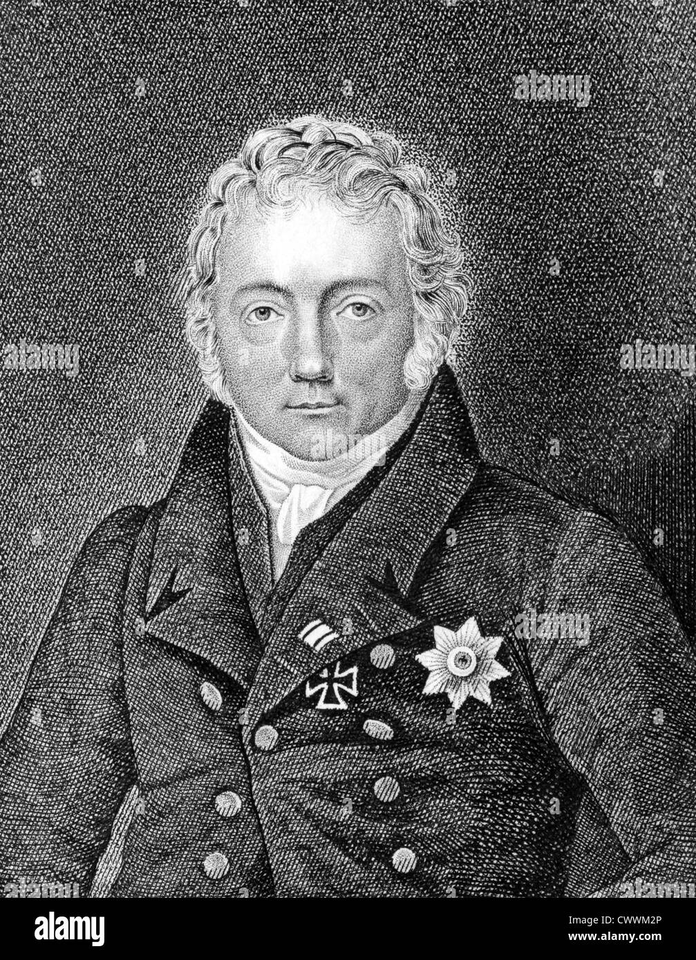 Friedrich von Motz (1775-1830) on engraving from 1859. Prussian ...