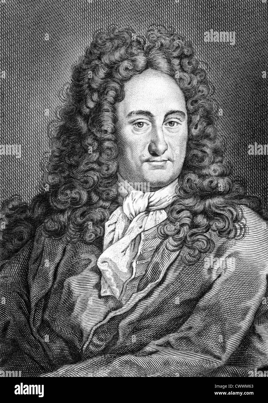 Gottfried Leibniz (1646-1716) on engraving from 1859. German ...