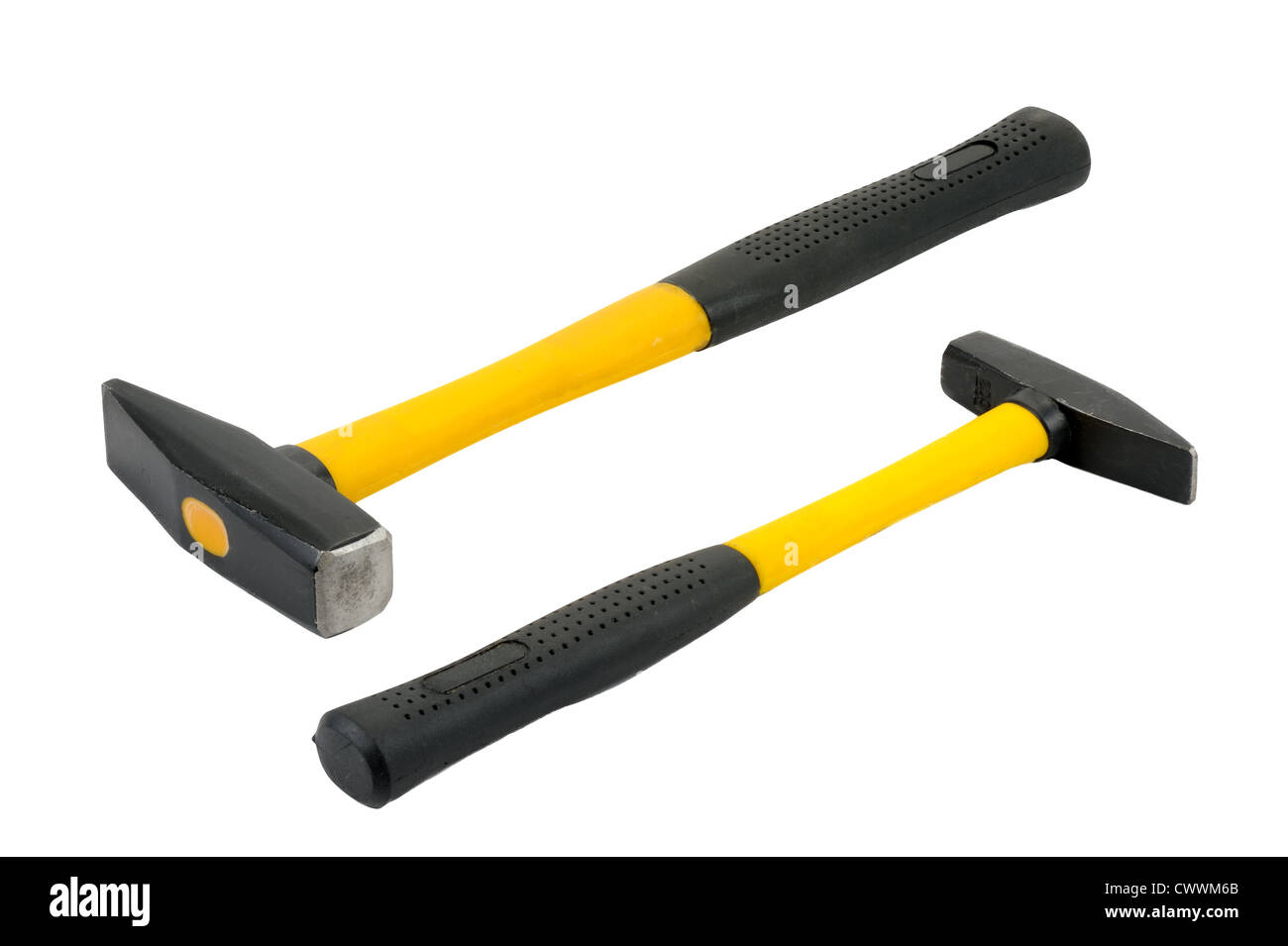 Two hammers of different sizes on a white background, isolated Stock ...