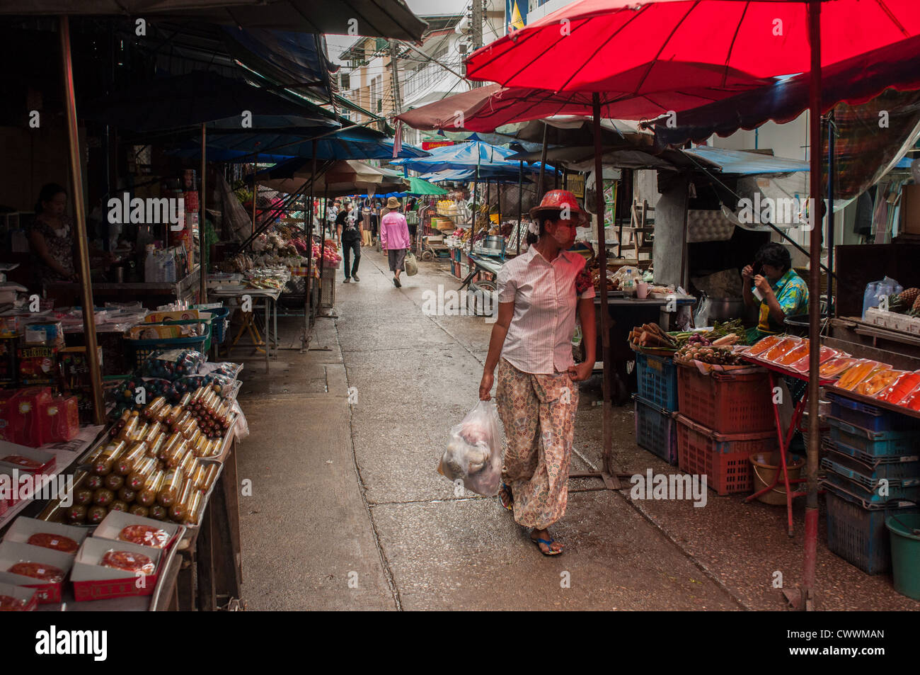 Mae Sot, close to the Burma border in Northern Thailand. Many Burmese ...