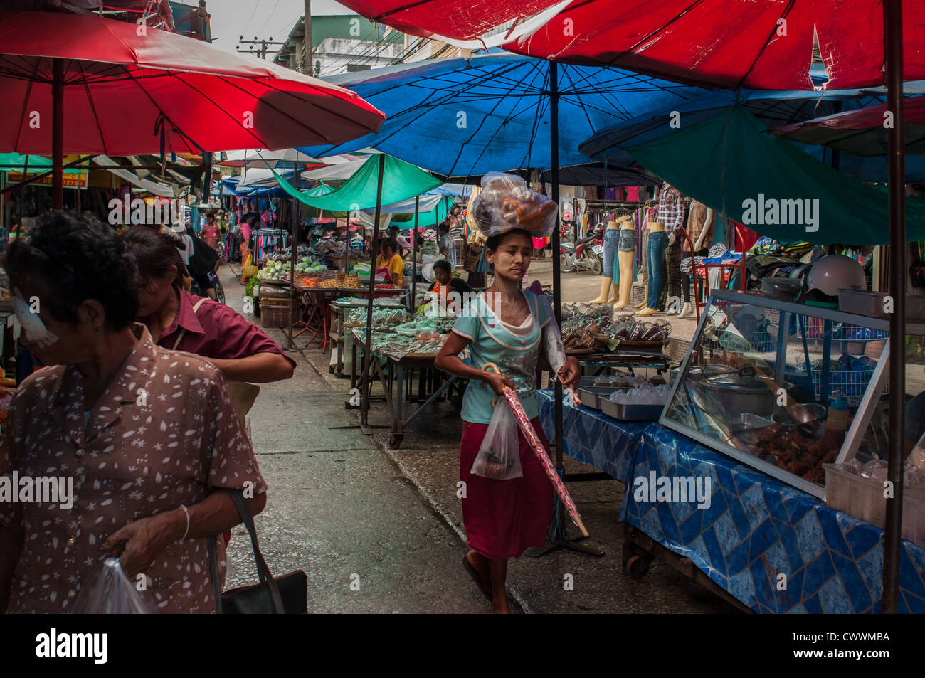 Mae Sot, close to the Burma border in Northern Thailand. Many Burmese ...
