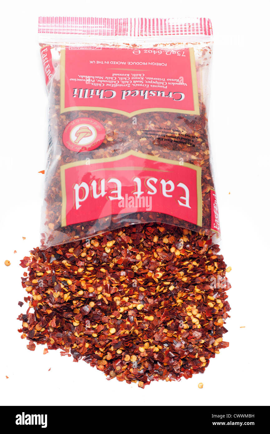 Bag of East End crushed chilli Stock Photo - Alamy