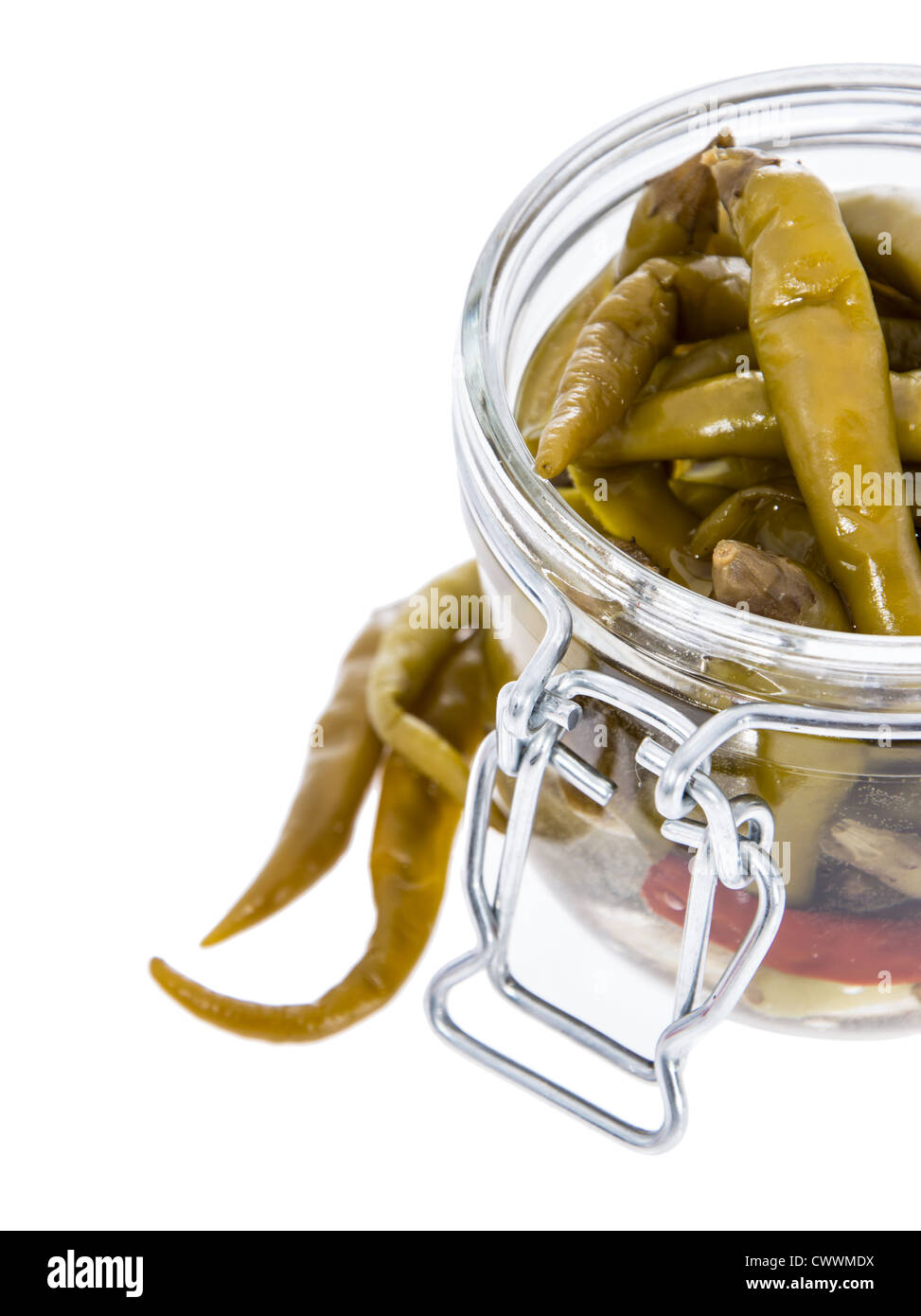 Pickled Chilis isolated on white background Stock Photo - Alamy