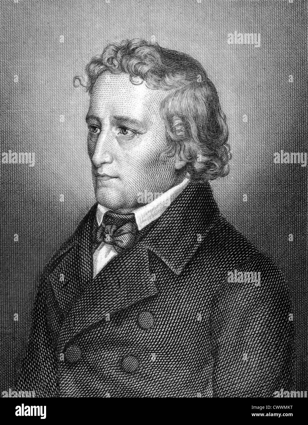 Jacob Grimm (1785-1863) on engraving from 1859. German philologist ...