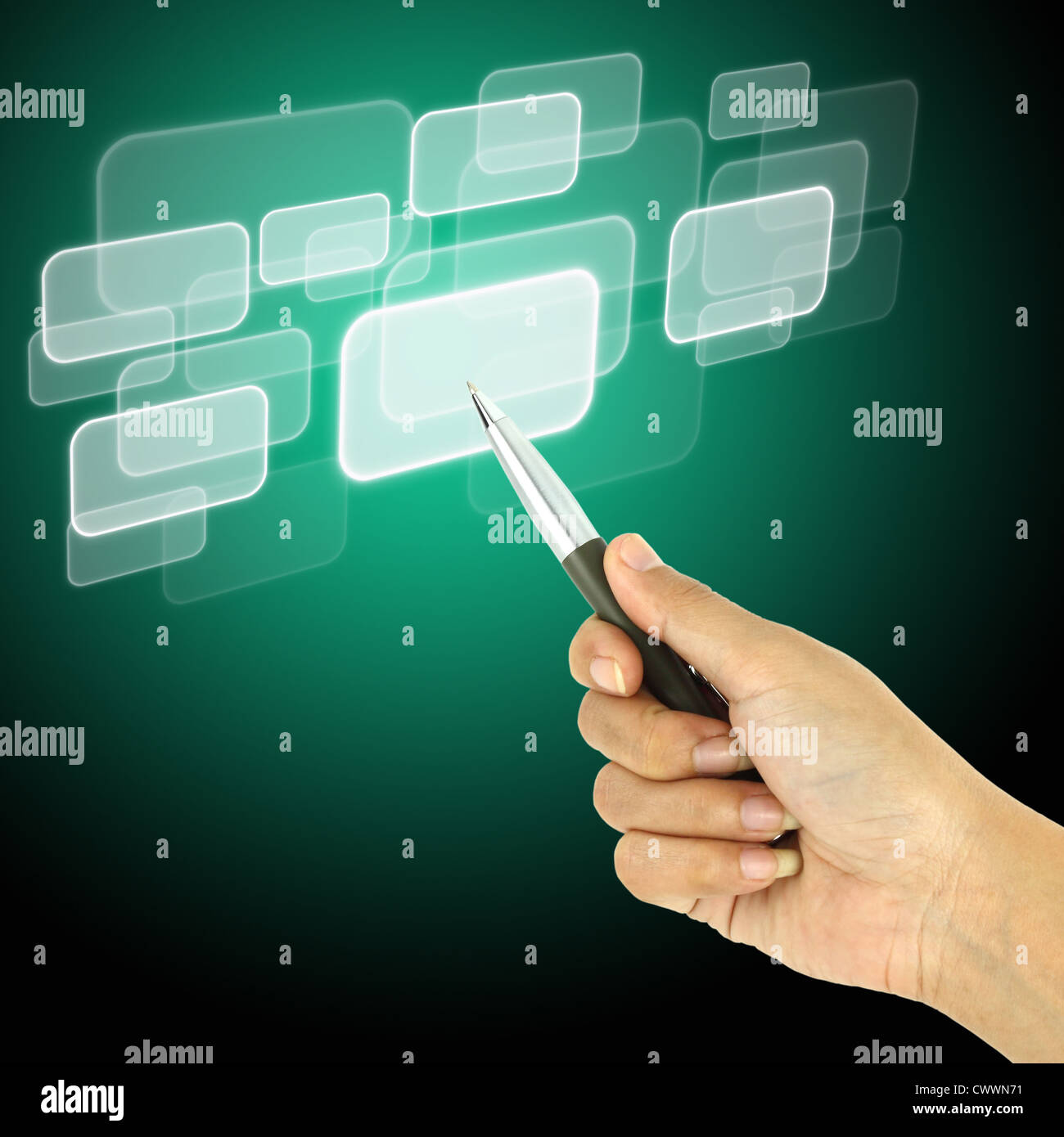 a pen pointer on a touch screen interface Stock Photo - Alamy