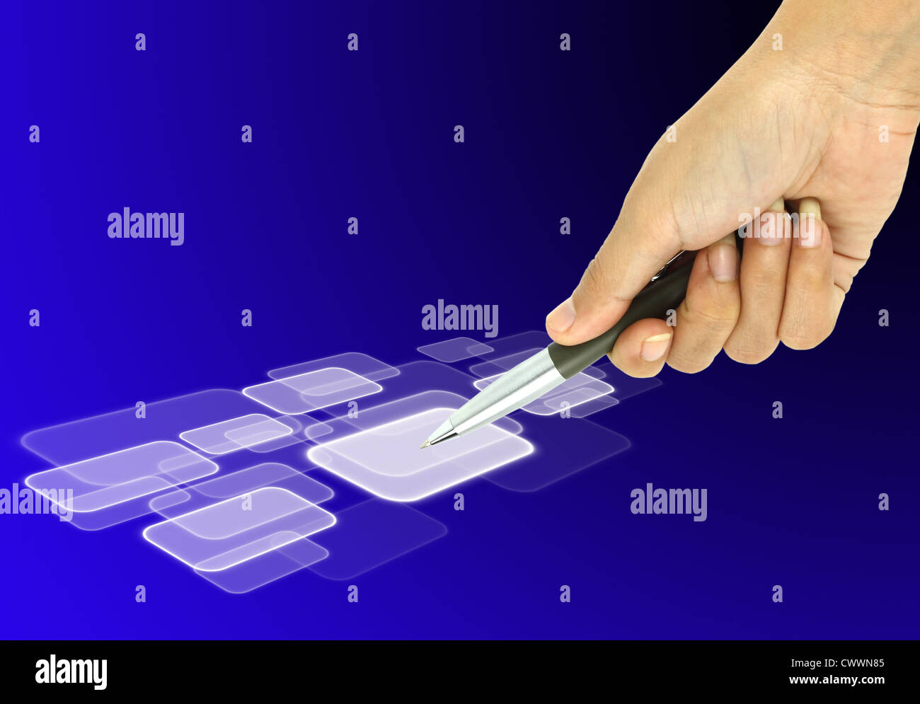 a pen pointer on a touch screen interface Stock Photo - Alamy