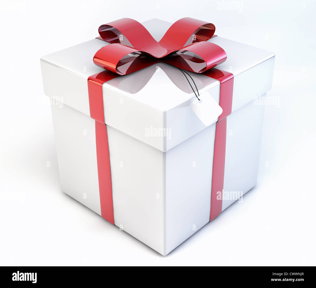 3d Shiny Decorative Gift, Present Box - Package isolated on white ...