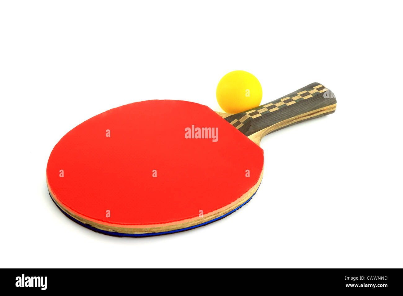 Table tennis racket and ball on a white background Stock Photo - Alamy