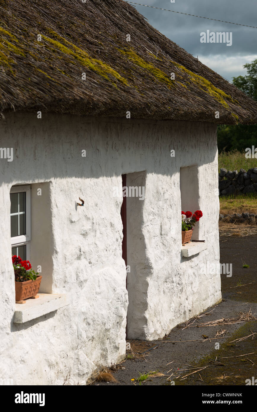 Rustic thatched cottage near Kinvara village, County Galway, Ireland ...