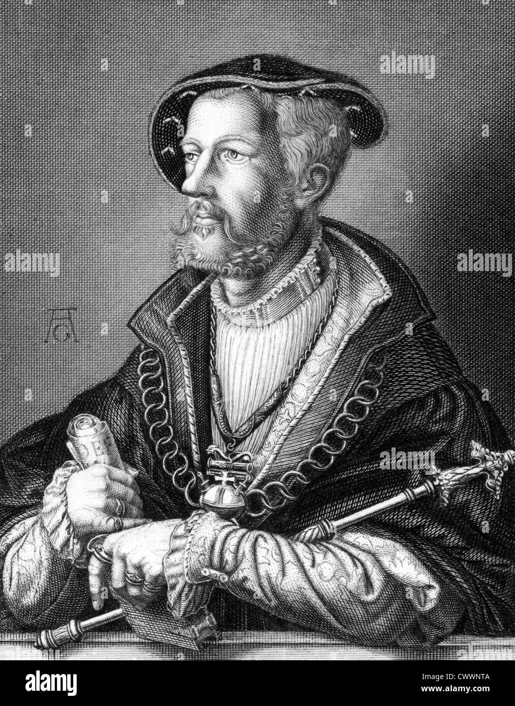 John of Leiden (1509-1536) on engraving from 1859. Anabaptist leader ...