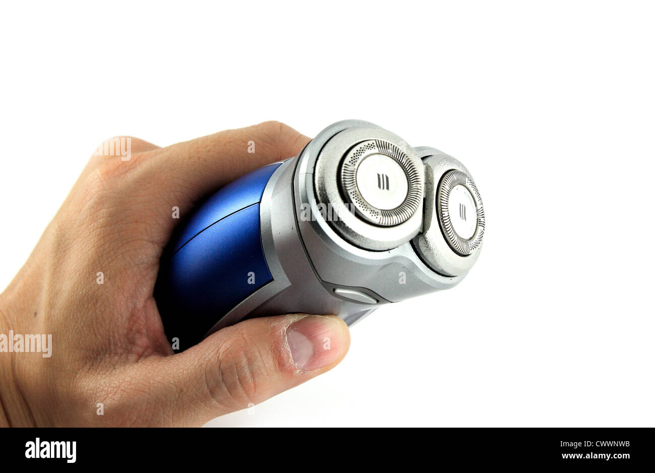 electric shaver holding on hand isolated with white background Stock ...