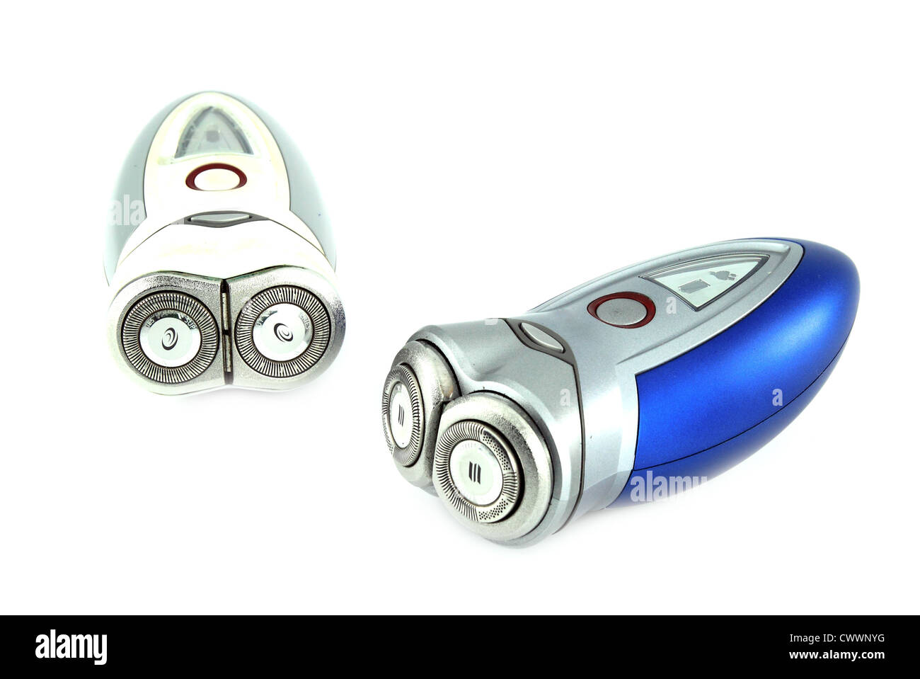 two electric shaver isolated with white background Stock Photo - Alamy