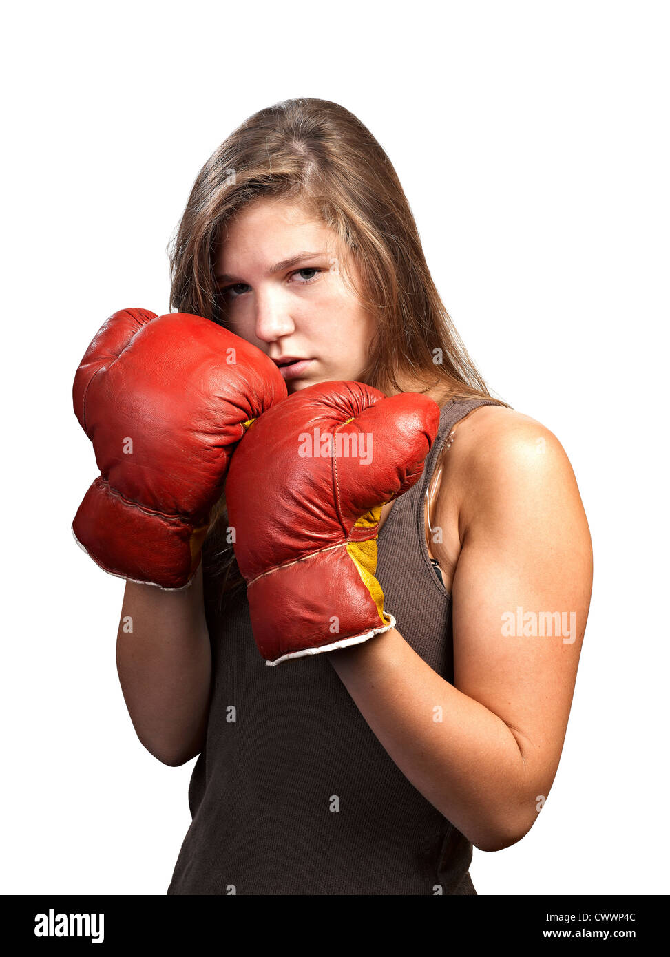 Boxing girl isolated on white Stock Photo - Alamy