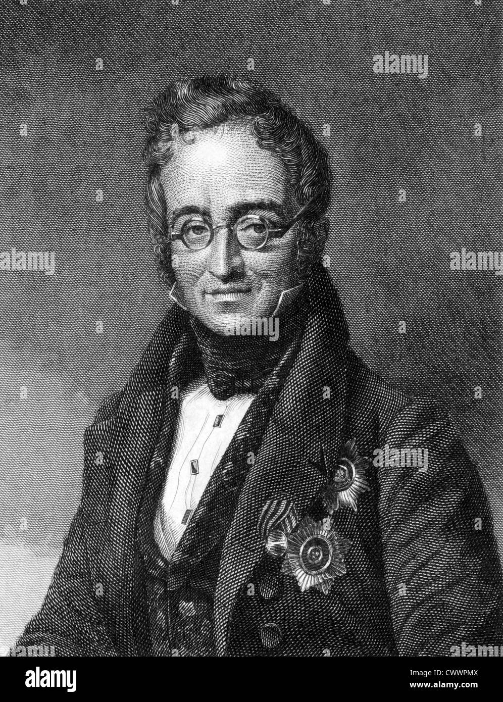 Karl Nesselrode (1780-1862) on engraving from 1859. Russian diplomat ...