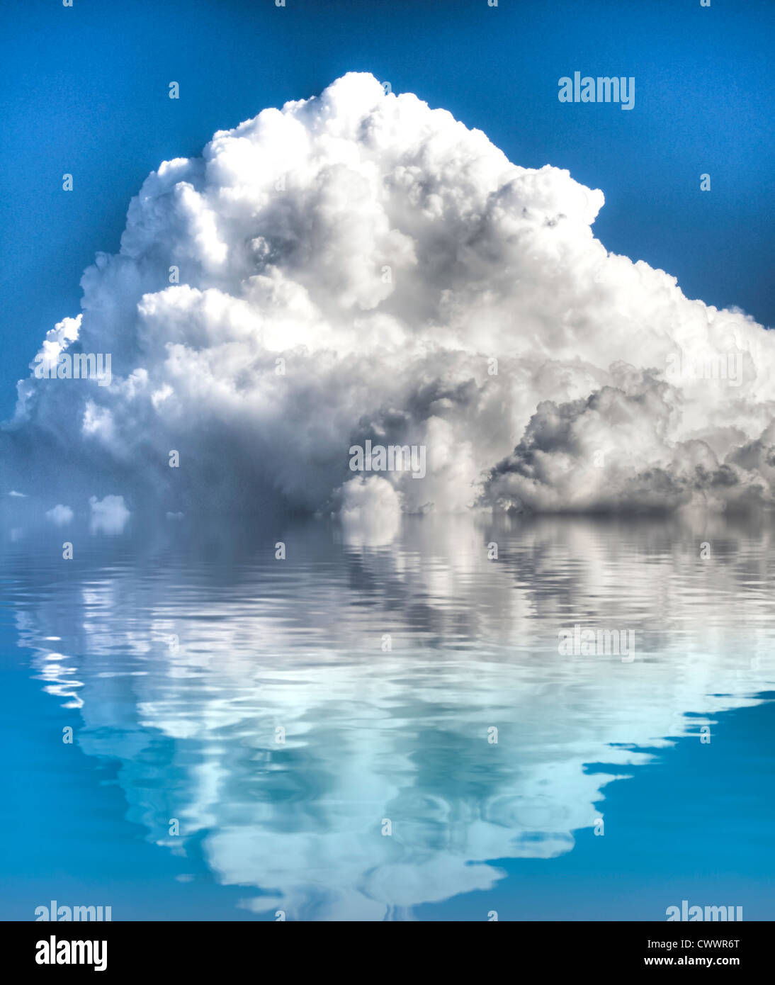 Storm with water reflection. A sky of clouds reflected in a calm sea ...