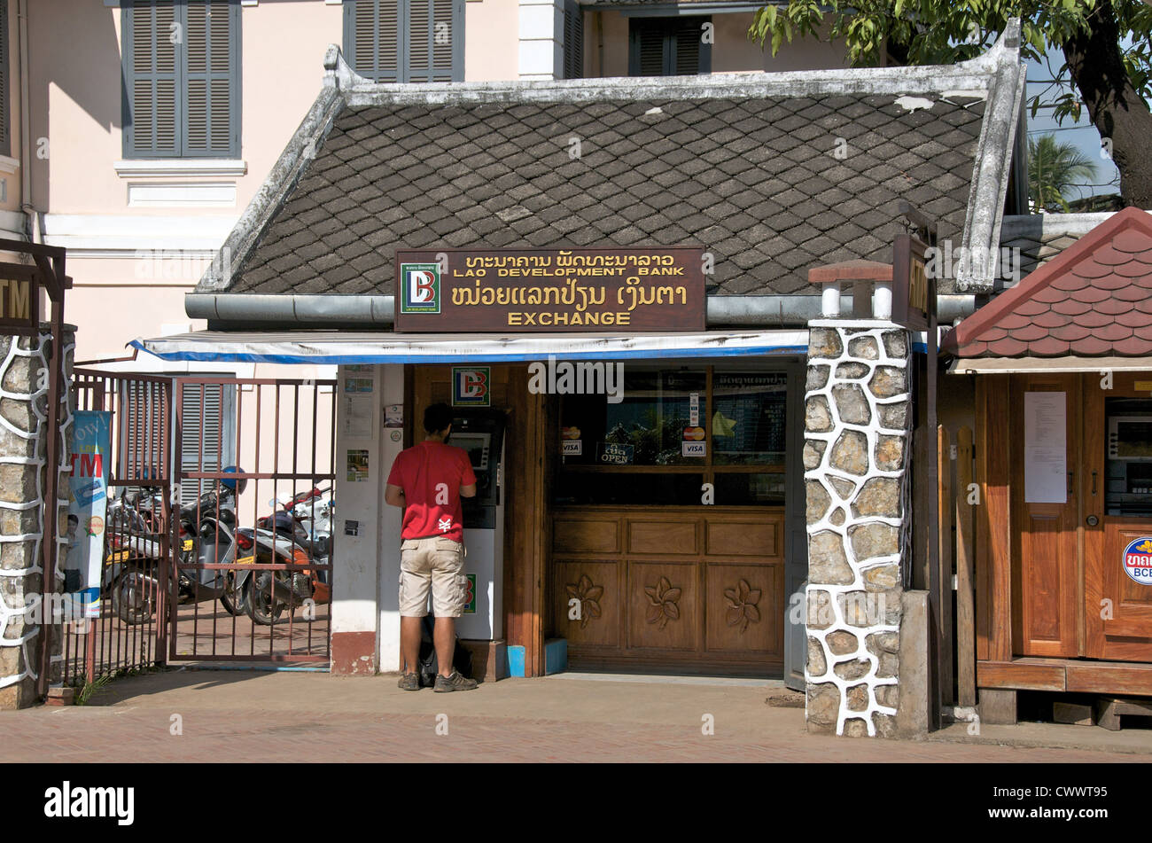Lao Development Bank money exchange Luang Prabang Laos Stock Photo - Alamy