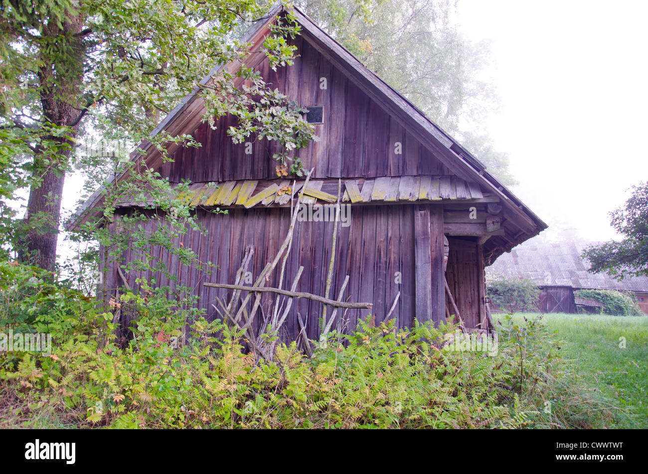 old broken wooden barn in farm Stock Photo - Alamy
