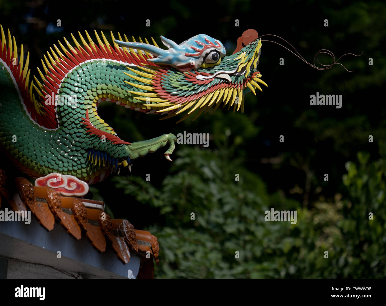A Chinese dragon on the roof of a temple in Taidong, Taiwan Stock Photo ...