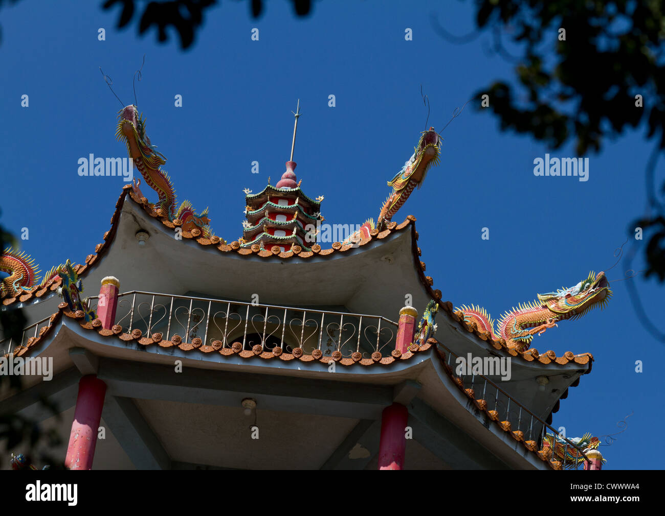 The roof of an Chinese style pagoda in Taidong City on Taiwan's east ...
