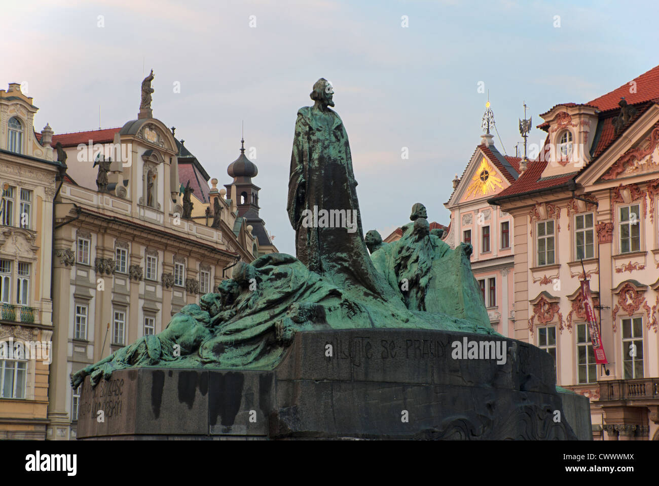 Prague - Jan Hus monument in Old Town Square - Staromestske namesti ...