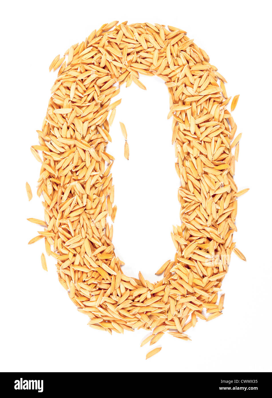 zero, number, alphabet,Letter from Paddy rice on white Stock Photo - Alamy