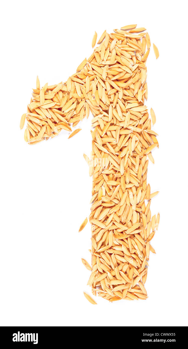 Letter from paddy rice on whit hi-res stock photography and images - Alamy